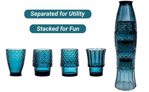 Lipitaley Koi Fish Design Drinking Glasses Stackable