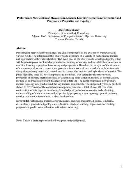 Performance Metrics Error Measures In Machine Learning Regression Forecasting And Prognostics