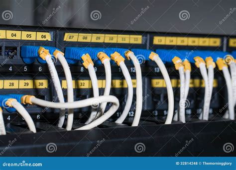 Ethernet Cables Connected To Servers Stock Photo Image Of Plug Adsl 32814248
