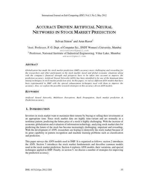 Accuracy Driven Artificial Neural Networks In Stock Market Prediction