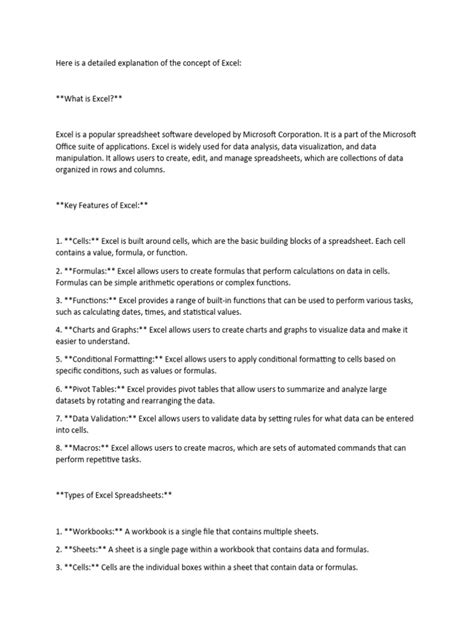 Here Is A Detailed Explanation Of The Concept Of Excel Pdf Microsoft Excel Spreadsheet