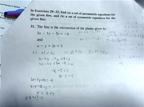 solved exercises 29 32 finding the set of parametric equations and