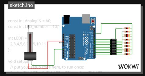 Led Bank And Potentiometer Wokwi Esp32 Stm32 Arduino Simulator