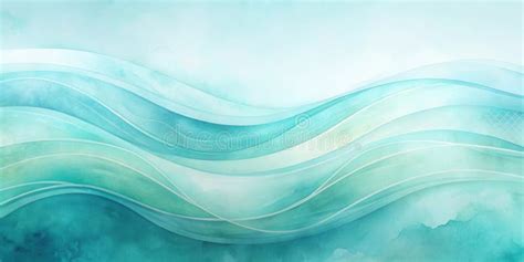 Serene Aqua Waves Abstract Watercolor Background Design For Peaceful And Tranquil Atmosphere