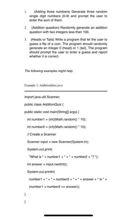 Solved 1 Adding Three Numbers Generate Three Random