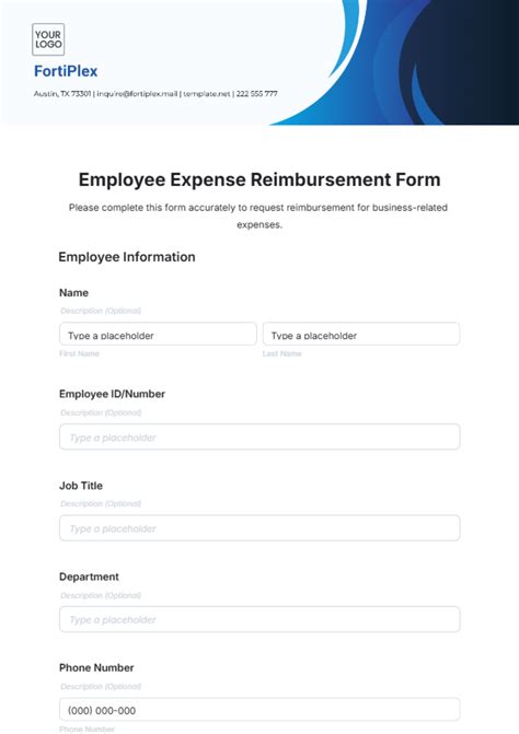 Free Employee Expense Reimbursement Form Template To Edit Online