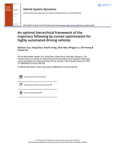 Pdf An Optimal Hierarchical Framework Of The Trajectory Following By