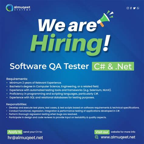 Almuqeet Systems On Linkedin Hiring Softwareqatester Qajobs Csharp Dotnet Joinourteam
