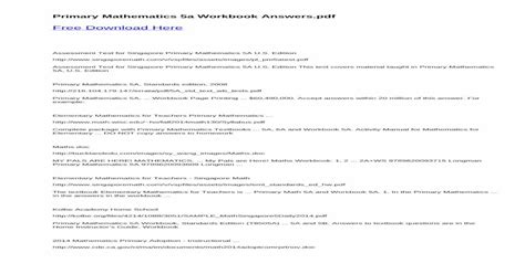 Download Pdf Primary Mathematics 5a Workbook Answers … · Primary Mathematics 5a Workbook