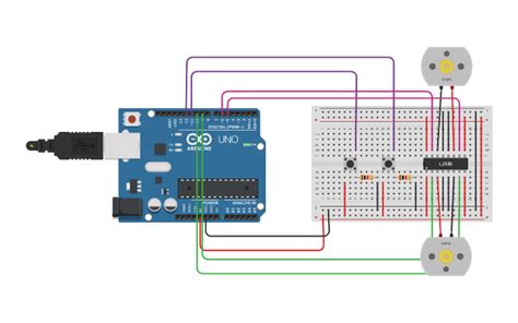 Circuit Design Dc Motor Using 2 Pushbuttons And L239d Ic Tinkercad