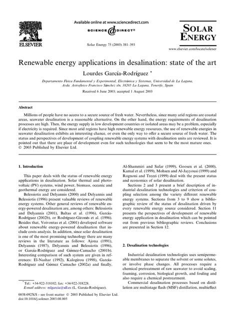 Renewable Energy Applications In Desalination Pdf Desalination Photovoltaics
