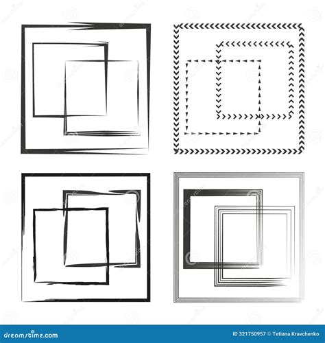 Abstract Frame Vector Geometric Border Set Artistic Square Outlines Decorative Design
