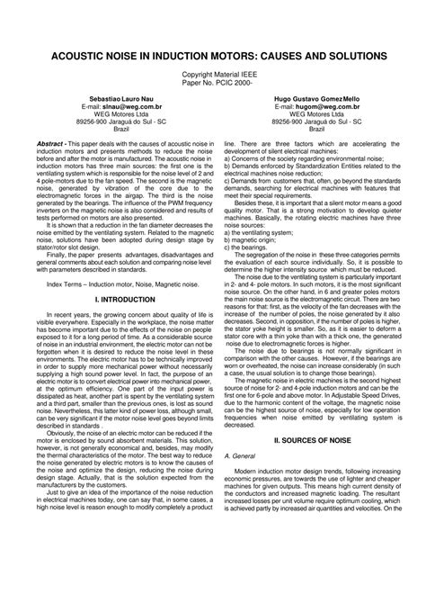 Pdf Acoustic Noise In Induction Motors Causes And Solutions