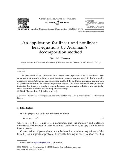 Linear And Nonlinear Heat Equation Pdf Partial Differential Equation Nonlinear System