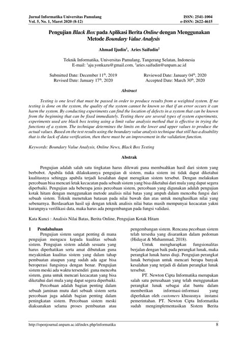 Pdf Pengujian Black Box Pada Aplikasi Berita Online Dengan Menggunakan Metode Boundary Value