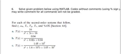 Solved 6 Solve Given Problem Below Using Matlab Codes