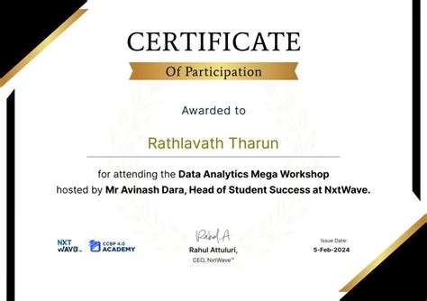 attended data analytics mega workshop by mr avinash dara tharun