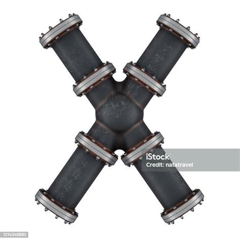 주철 파이프의 문자 X 흰색 배경에서 격리된 3d 렌더링 0명에 대한 스톡 사진 및 기타 이미지 0명 강철 검은색 Istock