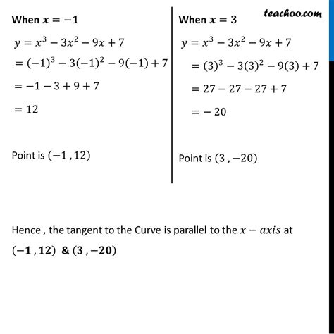 Question Find Points At Which Tangent Is Parallel To X Axis