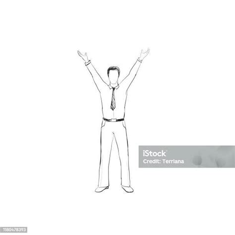 손을 들고 있는 남자 한스 그린 벡터 일러스트 레이 션 의 사업가 위에 흰색 배경 1위에 대한 스톡 벡터 아트 및 기타 이미지 1위 개념 검은색 Istock