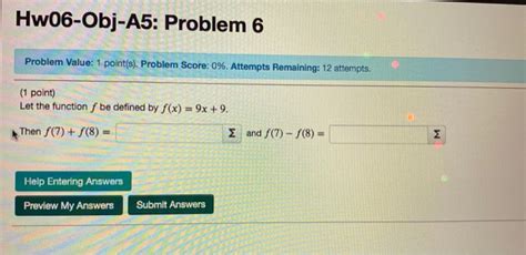 Solved Hw06 Obj A5 Problem 6 Problem Value 1 Point S Chegg Com