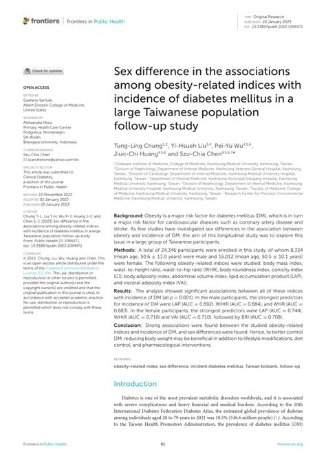 Pdf Sex Difference In The Associations Among Obesity Related Indices