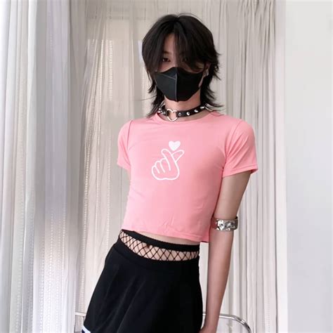 Femboy Fashion Print Crop Top Femboy Fashion