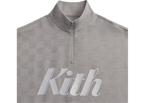 Kith Double Knit Davis Quarter Zip Pullover Concrete Mens Ss24 Us