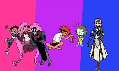 Made A Bi Flag Background With All My Comfort Characters Luznoceda