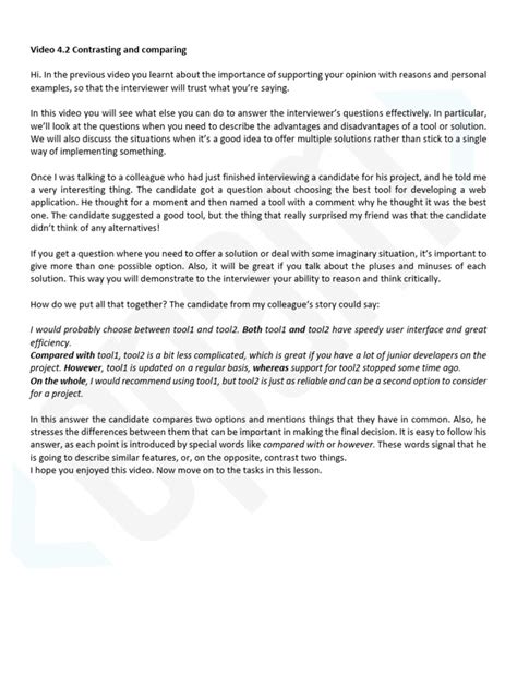 Lesson 42 Task 1 Contrasting And Comparing Pdf