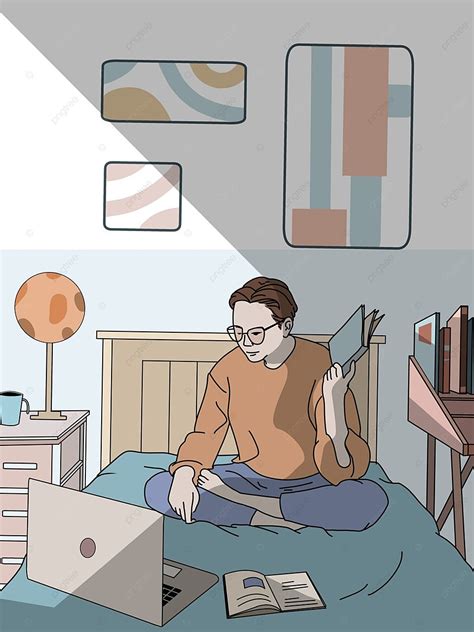 집에서 일상 일러스트 묘사와 삽화를 배우다 기발한 상업화 벽지 포스터 일러스트 Pngtree 로열티 무료