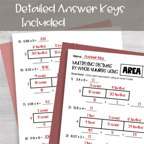 Multiplying Decimals By Whole Numbers Using Area Models Classful