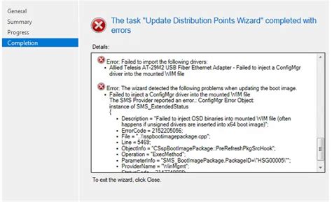 Failed To Inject A Configmgr Driver Into The Mounted WIM File