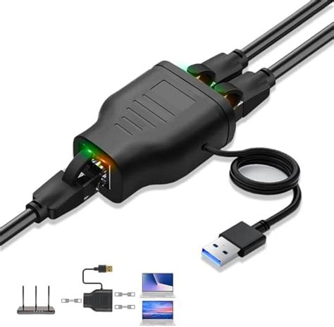 Ethernet Splitter High Speed 1 To 2 Simultaneous Use Internet Splitter 100mbps Network Port