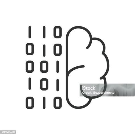 두뇌 코딩 라인 디자인의 아이콘 뇌 코딩 지능 프로그래밍 신경망 인공 지능 흰색 배경 벡터에 알고리즘 브레인 코딩 편집 가능한 스트로크 아이콘 개념에 대한 스톡 벡터 아트