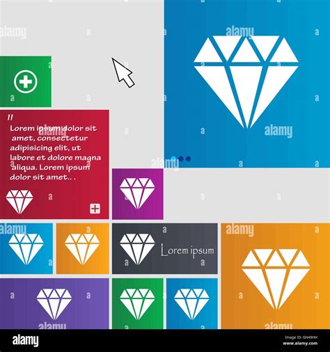 Diamond Icon Sign Buttons Modern Interface Website Buttons With Cursor Pointer Vector Stock