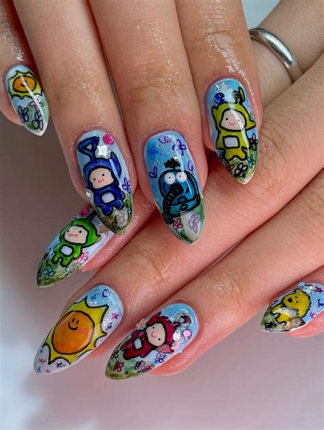 Cute Cartoon Press On Nails Teletubbies Inspired Nail Set Handmade