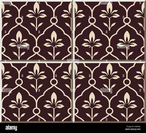 Ceramic Tile Pattern Of Curve Round Cross Flower Frame Stock Vector Image Art Alamy