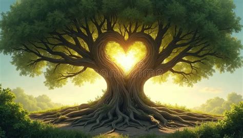 Illustration Of Tree With Heart Shaped Branches Nature Meets Love Tree