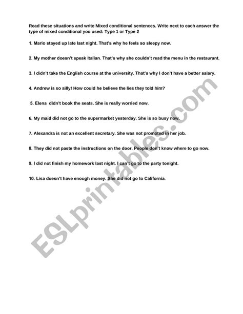Mixed Conditionals Type 1 And 2 Esl Worksheet By Domagama