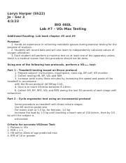Study Resource VO2 Max Testing In Exercise Physiology Course Hero
