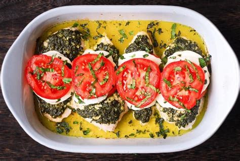 Basil Pesto Tomato Mozzarella Chicken Bake Julias Album