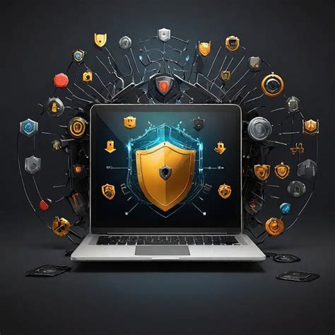 Laptop Shield Cybersecurity Premium Ai Generated Image