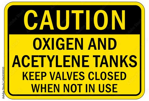Acetylene Warning Chemical Sign And Labels Oxygen And Acetylene Tank