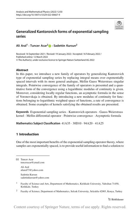 Generalized Kantorovich Forms Of Exponential Sampling Series Request Pdf
