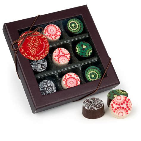 Personalized Christmas Gold Leaves Gourmet Belgian Chocolate Truffle