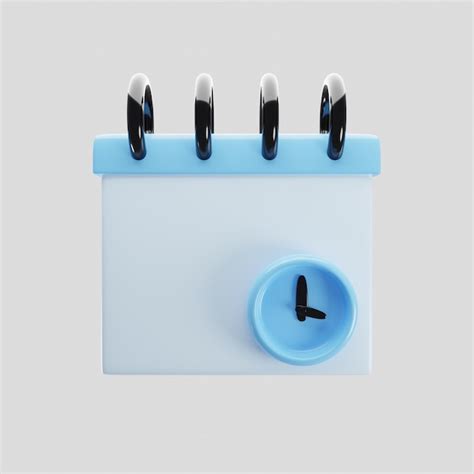 Premium Photo Blue Notepad With Cartoon Style Clock Icon On 3d
