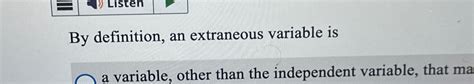 solved by definition an extraneous variable is