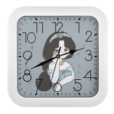 Disney Princess Jasmine Square Wall Clock Battery Operated Decorative