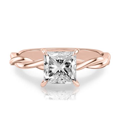 Princess Cut 18k Rose Gold Hidden Halo Engagement Rings Do Amore